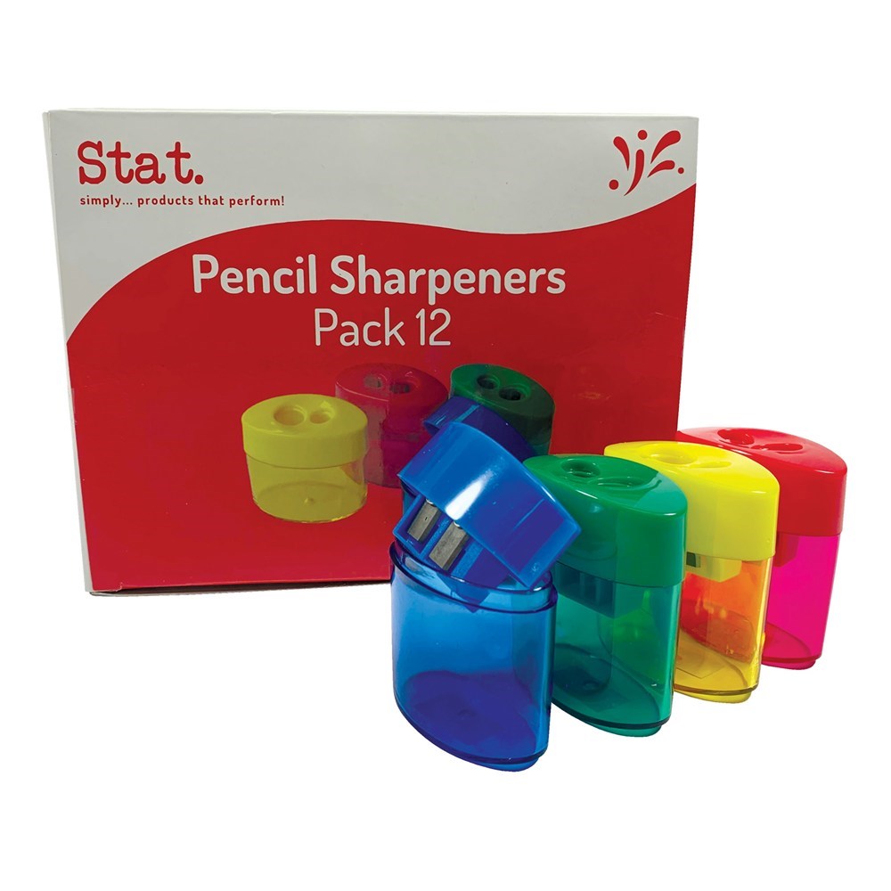 Desk Top Accessories - Stat Double Barrel Plastic Oval Pencil Sharpener ...